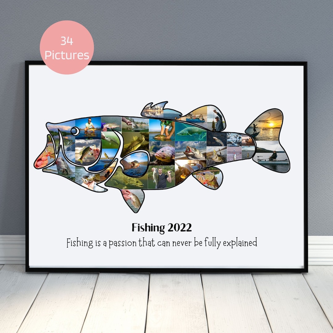Custom Bass Fish Photo Collage Template, 34 Pictures Collage, Fishing ...