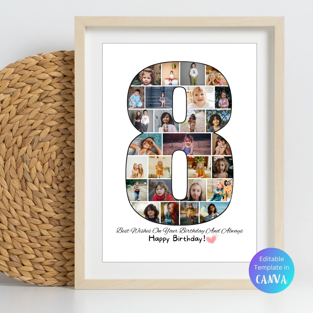 Custom 8th Birthday Photo Collage Personalized 8th Picture Collage ...