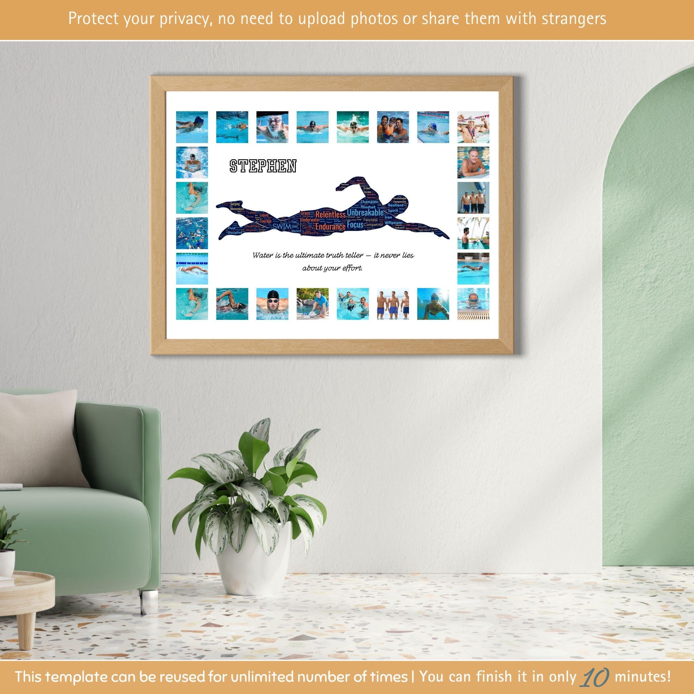 Custom Swim Photo Collage Template Word Cloud Pictures Personalized ...