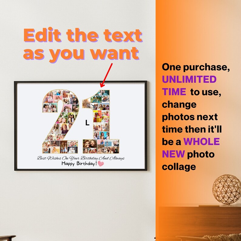 Custom 21st Birthday Photo Collage Template Personalized 21st - Etsy