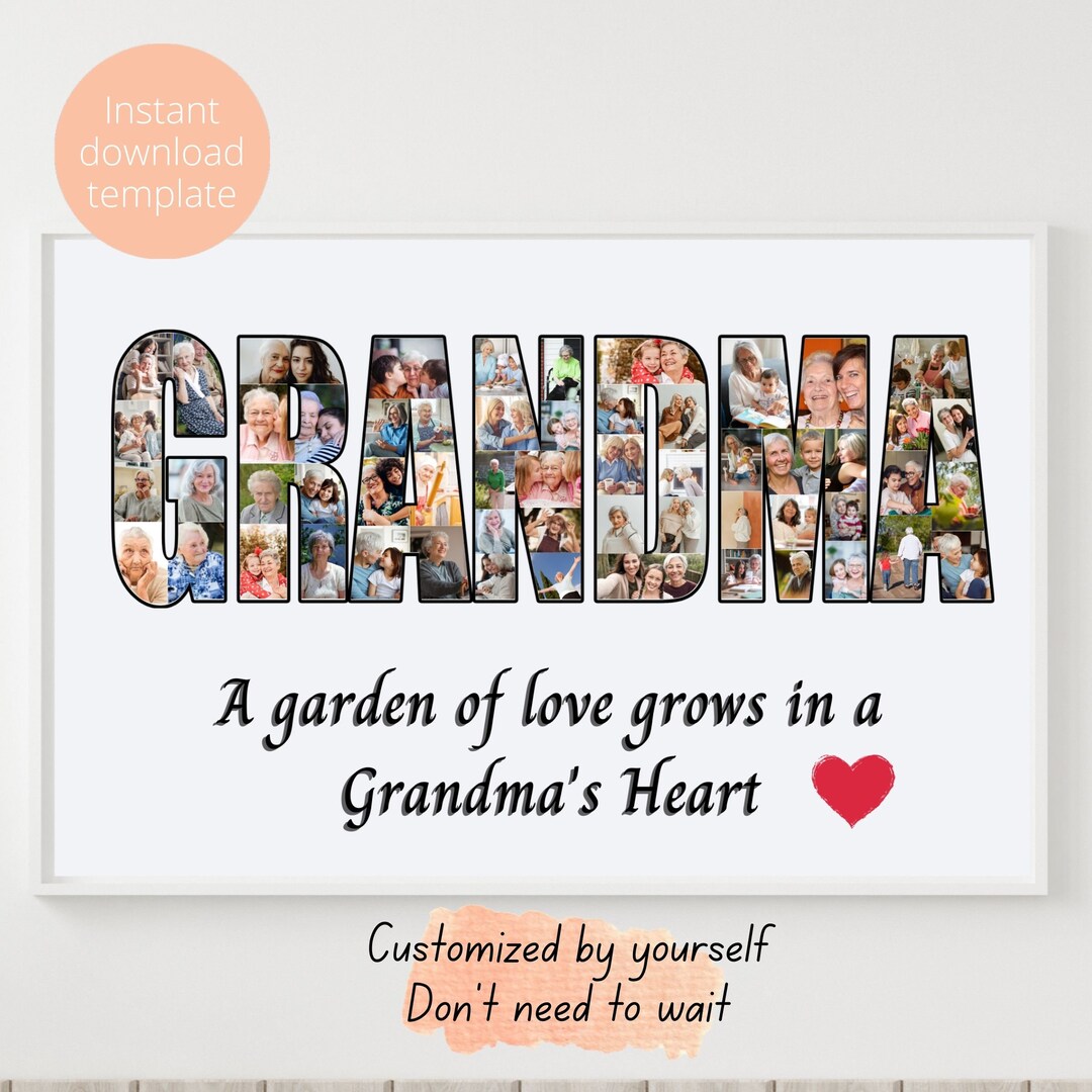 Custom Grandma Photo Collage Template, Printable 57 Pictures Collage ...