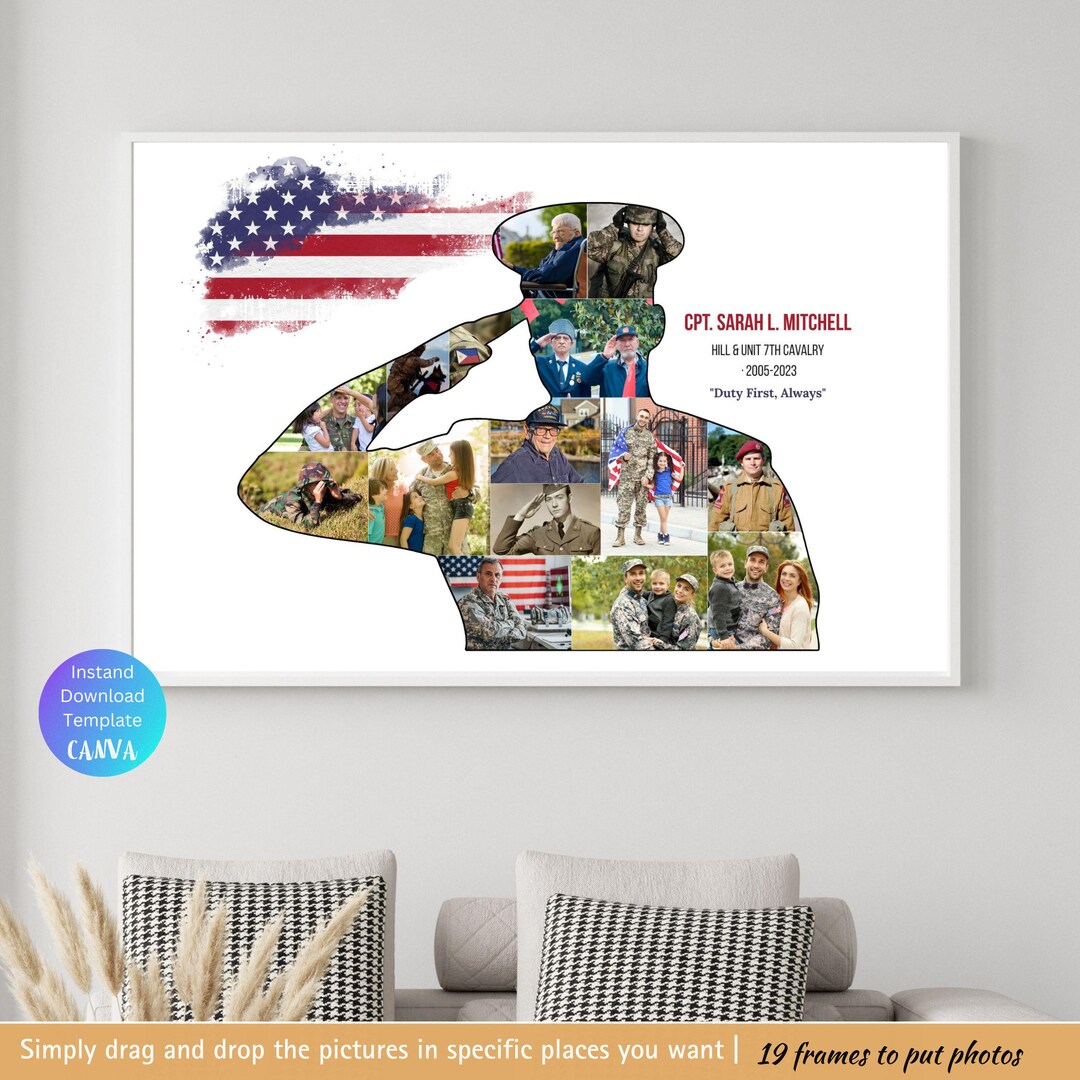 Persoanlized Military Collage Template Custom Military Retirement Gift ...