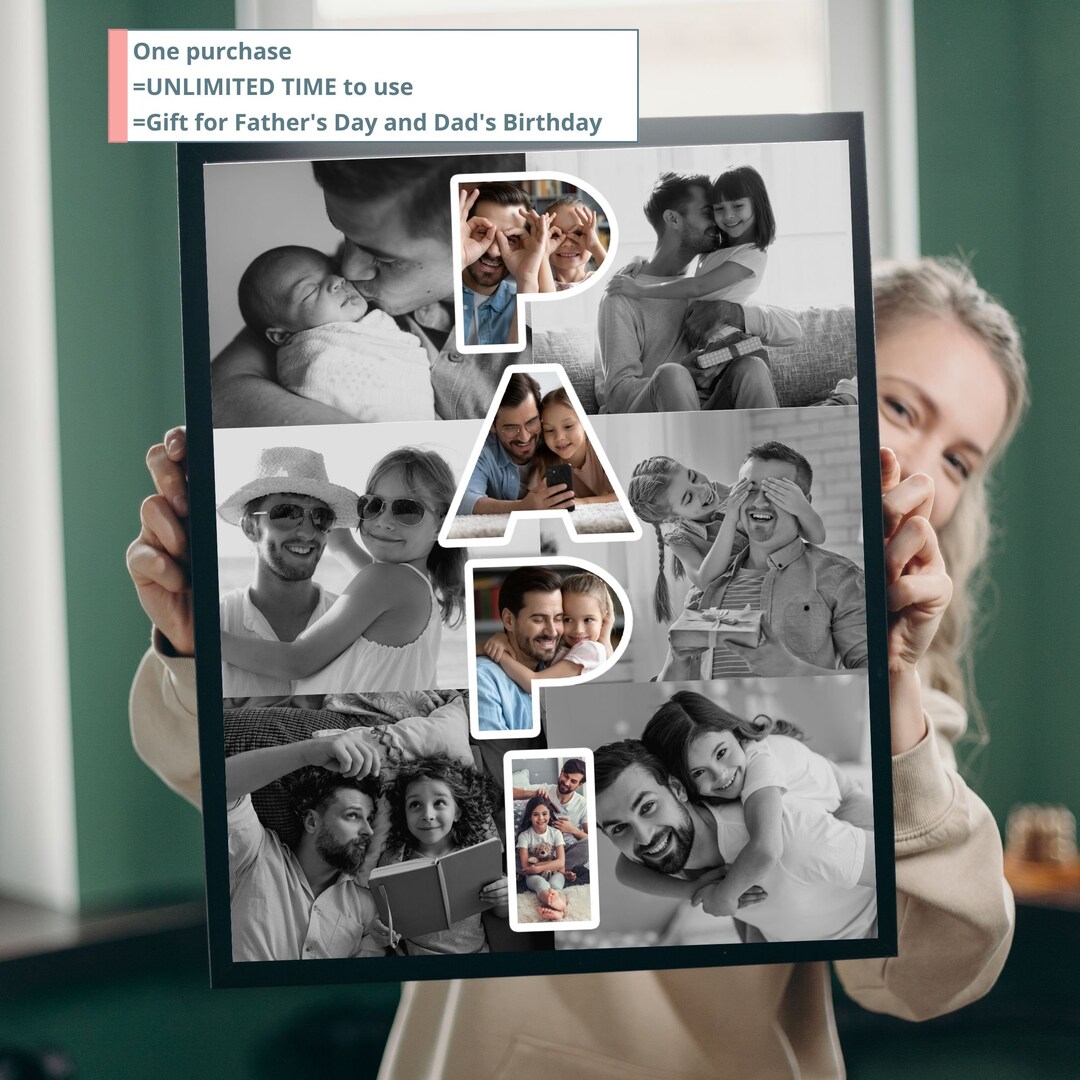 Custom PAPI Photo Collage Template Personalized Fathers Day Gift for ...
