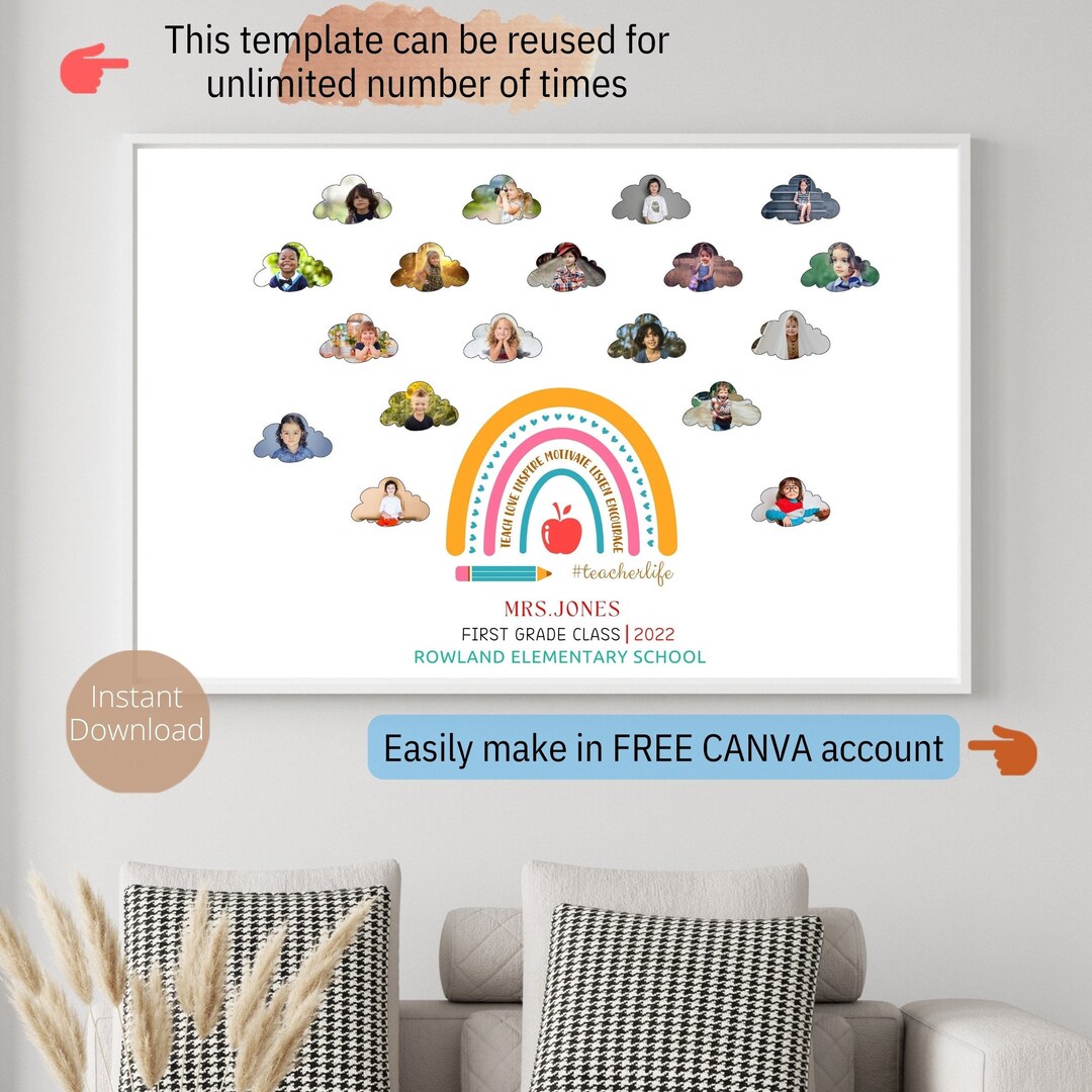 Custom Teacher Photo Collage Template Personalized Gift for - Etsy