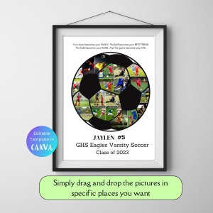 Custom Football Photo Collage Template Personalized Senior Soccer Gifts ...