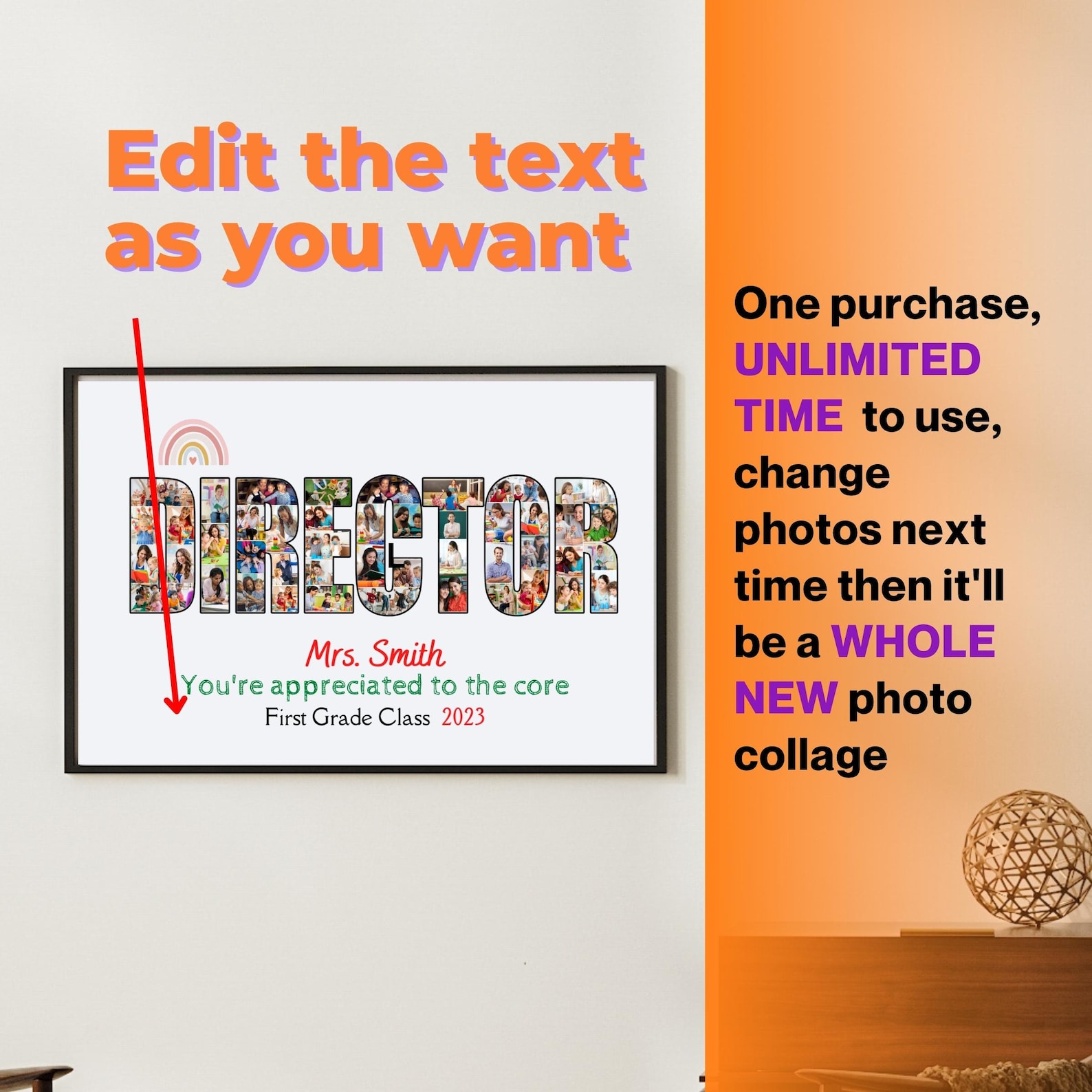 Personalized Director Photo Collage Template Persoanlized Preshool ...