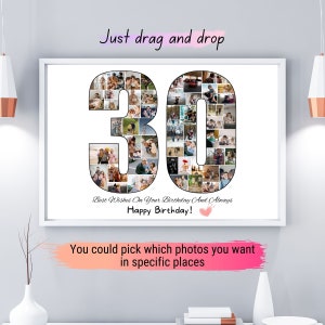 Custom 30th Birthday Photo Collage Template Personalized 30 - Etsy