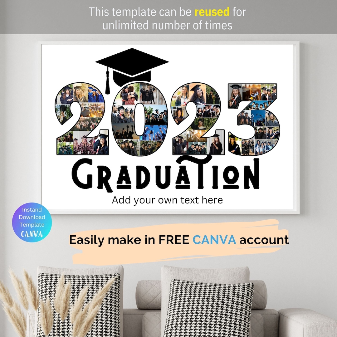 Custom 2023 Graduation Photo Collage Template Personalized Class of ...
