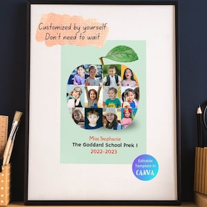 12 Students Custom Apple Teacher Photo Collage Template Personalized ...