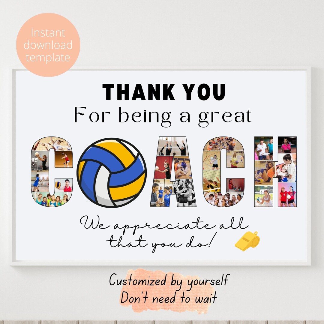 Custom Volleyball Coach Photo Collage Thank You Coach Gift - Etsy