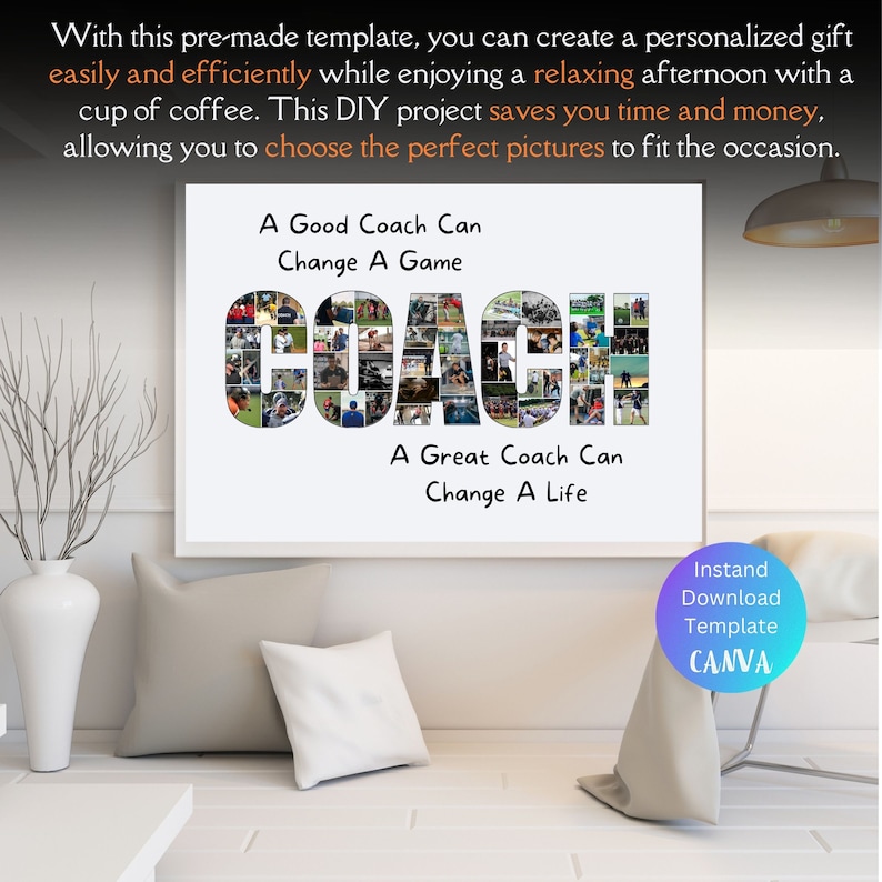 Custom Coach Photo Collage Template Baseball Coach Gift - Etsy