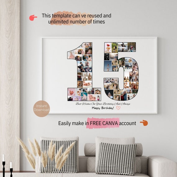 Custom 15th Birthday Photo Collage Personalized 15th Picture - Etsy