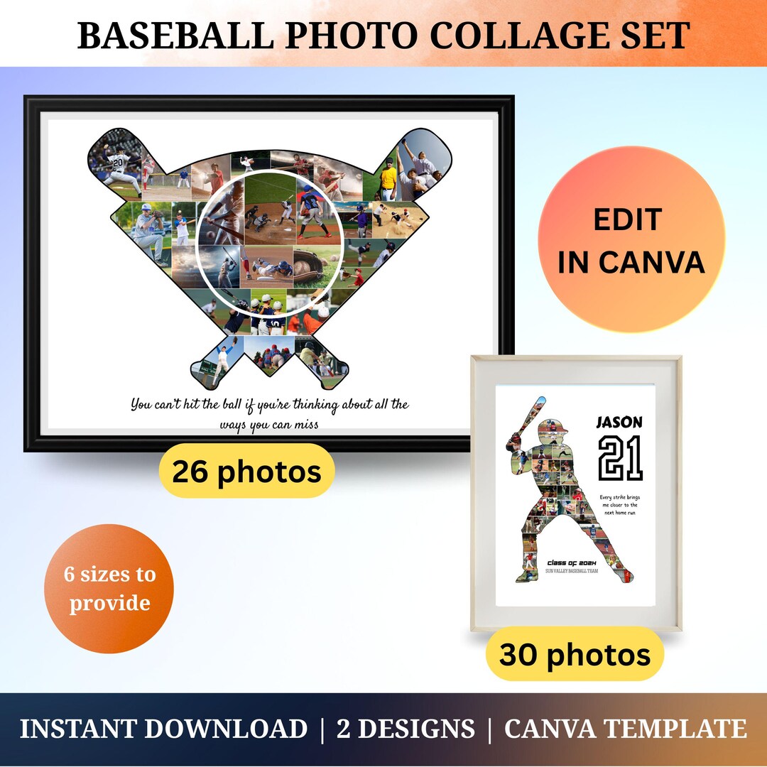 Custom Baseball Photo Collage Template Personalized Baseball Gifts for ...