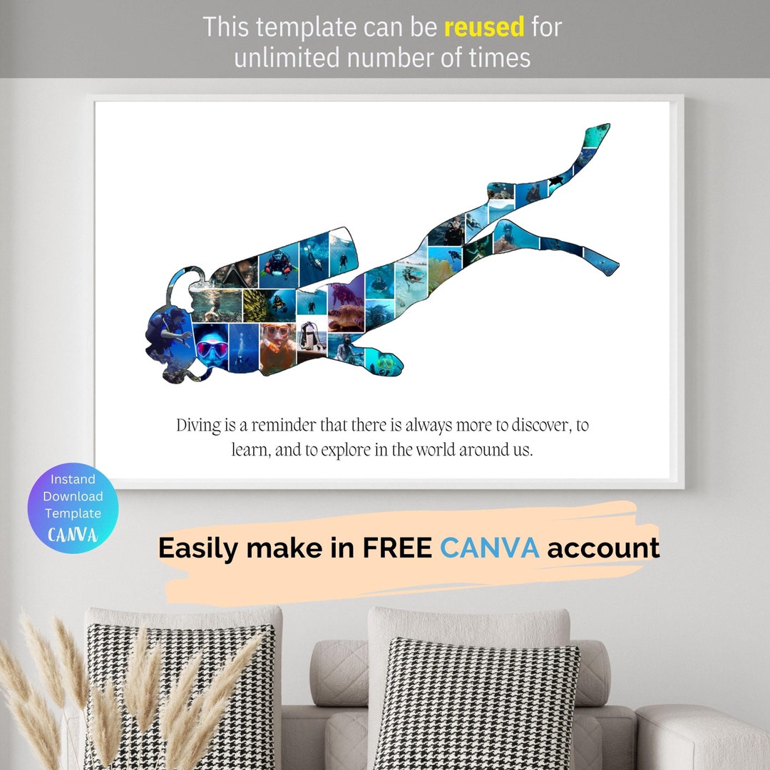 Scuba Diving Photo Collage, Scuba Diver Gift, Gifts for Diver, Dive ...