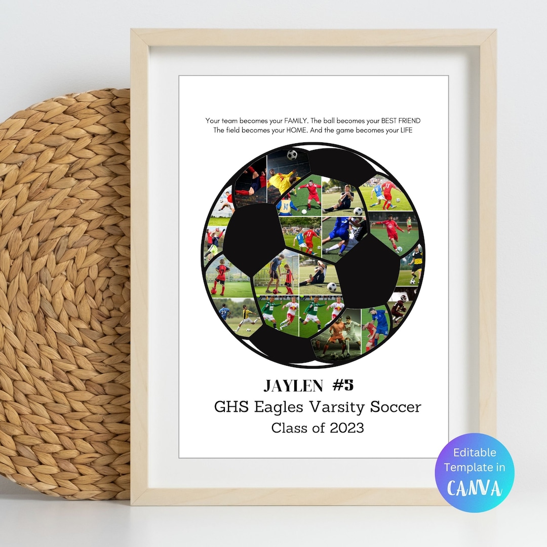 Custom Football Photo Collage Template Personalized Senior Soccer Gifts ...