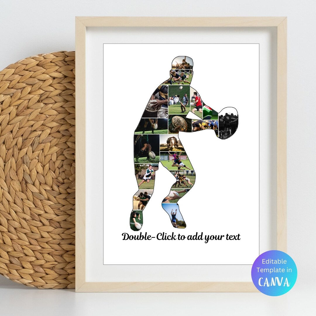 Custom Rugby Player Photo Collage Template Personalized Rugby - Etsy UK