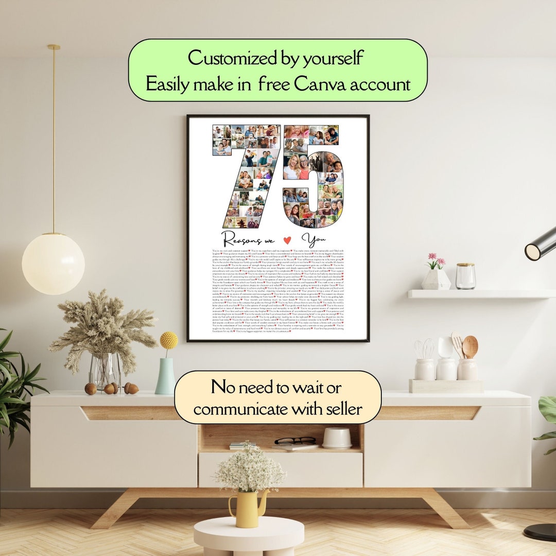 75 Reasons We Love You Editable Template 75th Birthday Gift for ...