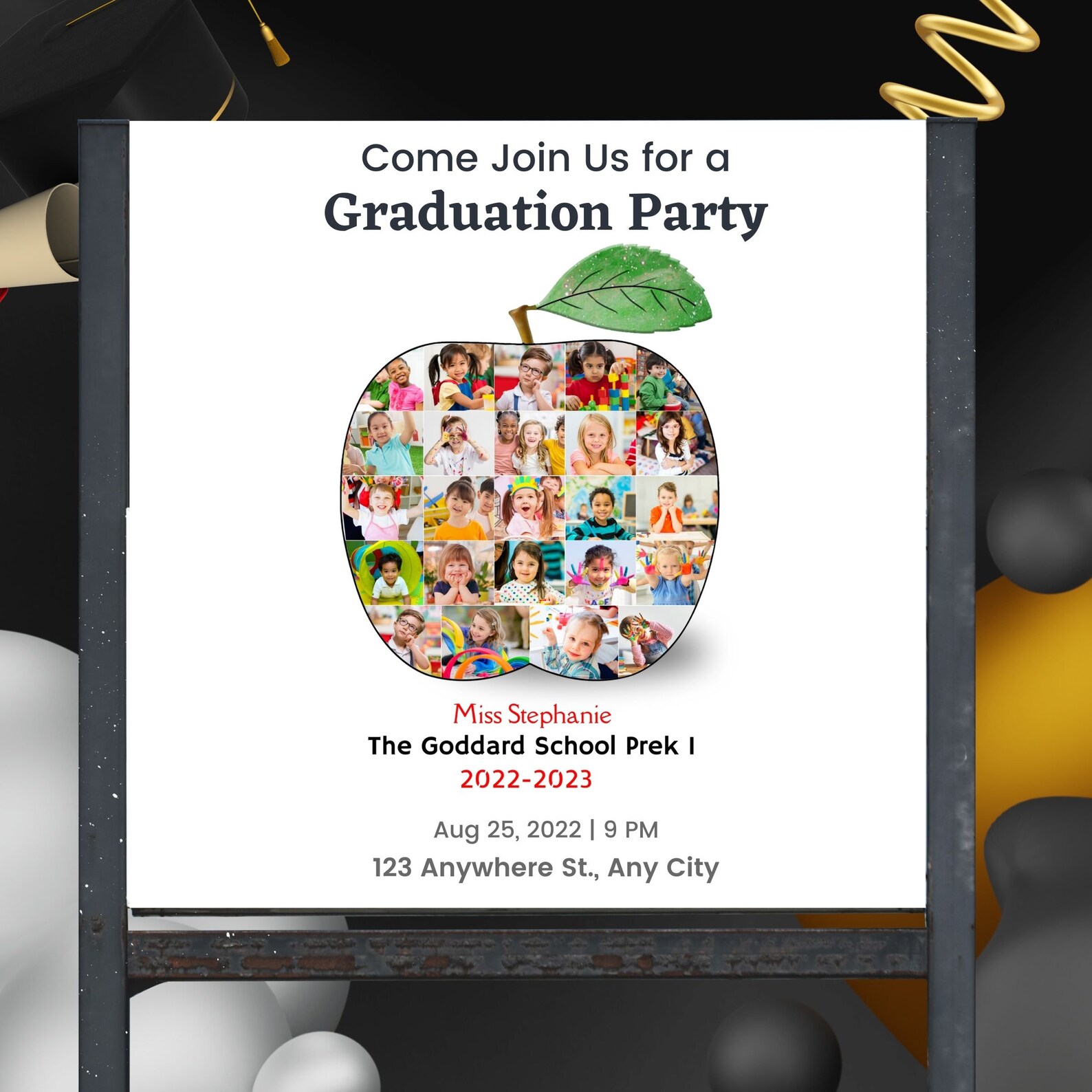 24 Students Custom Apple Teacher Photo Collage Template Personalized ...