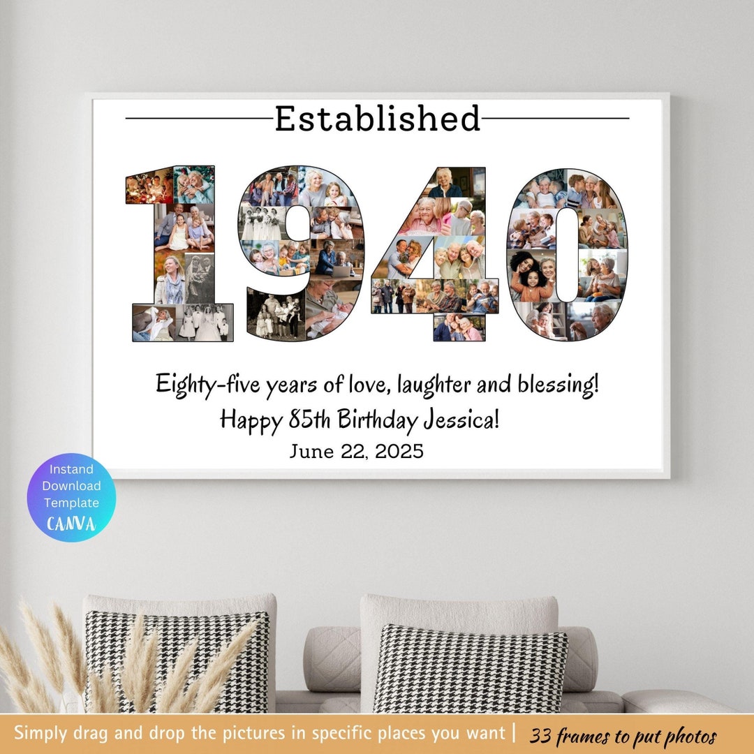 Custom 1940 Birthday Gift Photo Collage Template Born in 1940 Collage ...