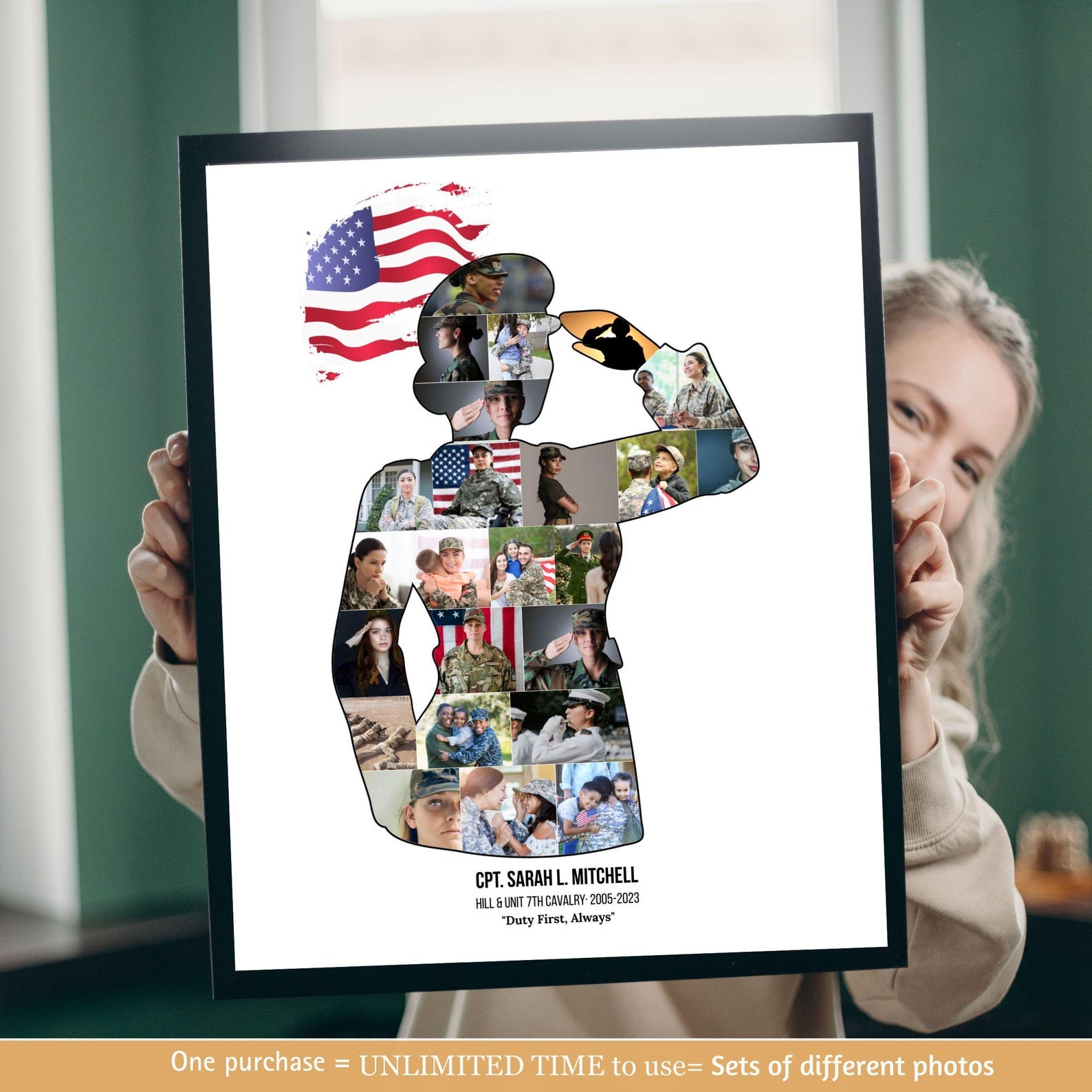 Persoanlized Military Woman Collage Template Custom Female Soldier Wall ...