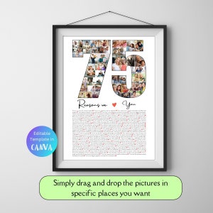 75 Reasons We Love You Editable Template 75th Birthday Gift for ...