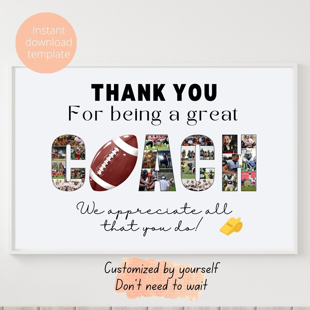 Custom Football Coach Photo Collage Personalized Thank You - Etsy