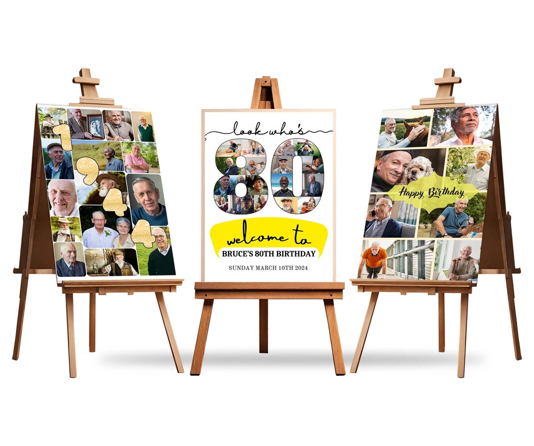 Custom Set 80th Birthday Photo Collage Template Look Who's 80 ...