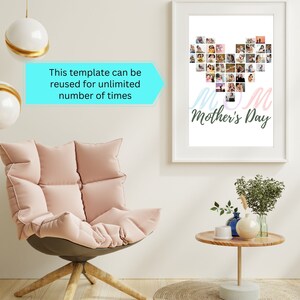 Editable Heart Shape Mom Photo Collage Template, Gift for Mom, Mother's ...