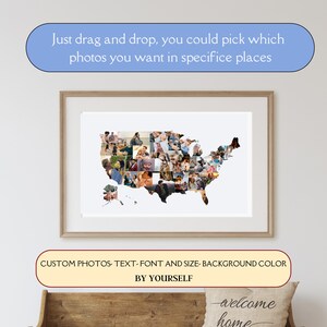 Custom USA Map Photo Collage Editable Template Personalized 50 States ...