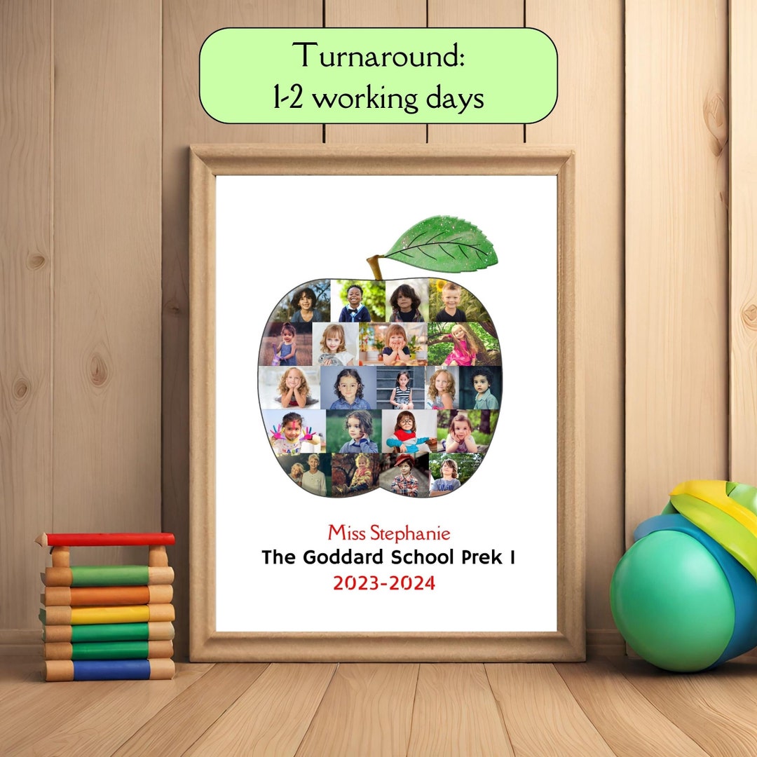 Custom Apple Teacher Photo Collage Personalized Gift for Teacher ...