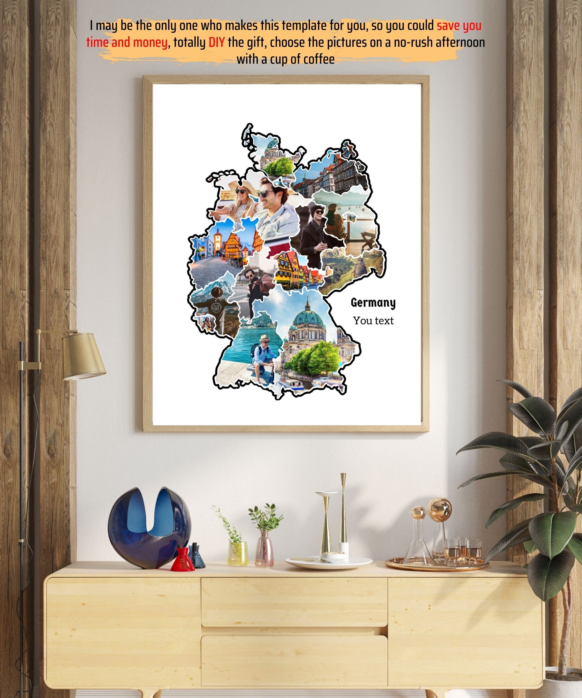 Custom Germany Map Photo Collage Template German Travel Map - Etsy