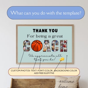 Custom Basketball Coach Photo Collage Thank You Coach Gift Basketball ...