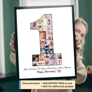 Custom 1st Birthday Photo Collage Personalized 1st Collage Template ...