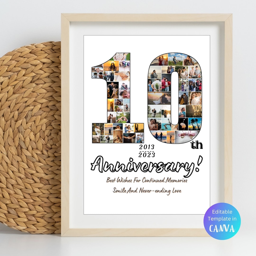 Custom 10th Anniversary Photo Collage Template Personalized 10 - Etsy