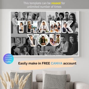 Custom Thank You Photo Collage Template Personalized Boss Gift for ...