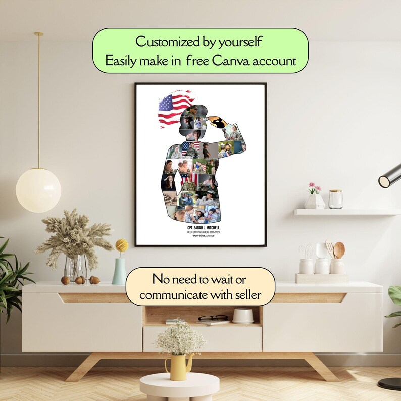 Persoanlized Military Woman Collage Template Custom Female Soldier Wall ...