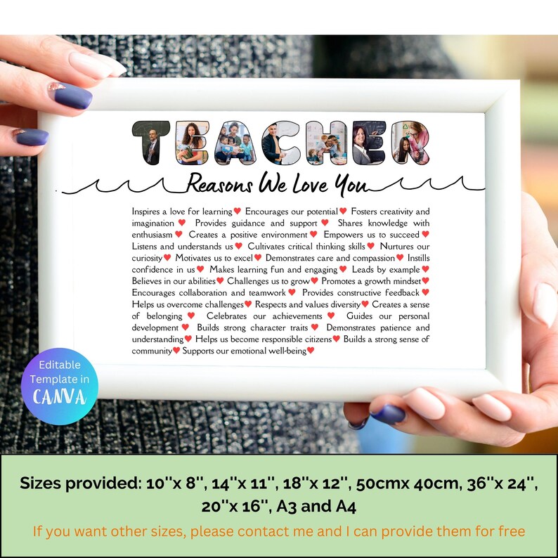 Personalized Teacher Photo Collage Template Editable Teacher ...