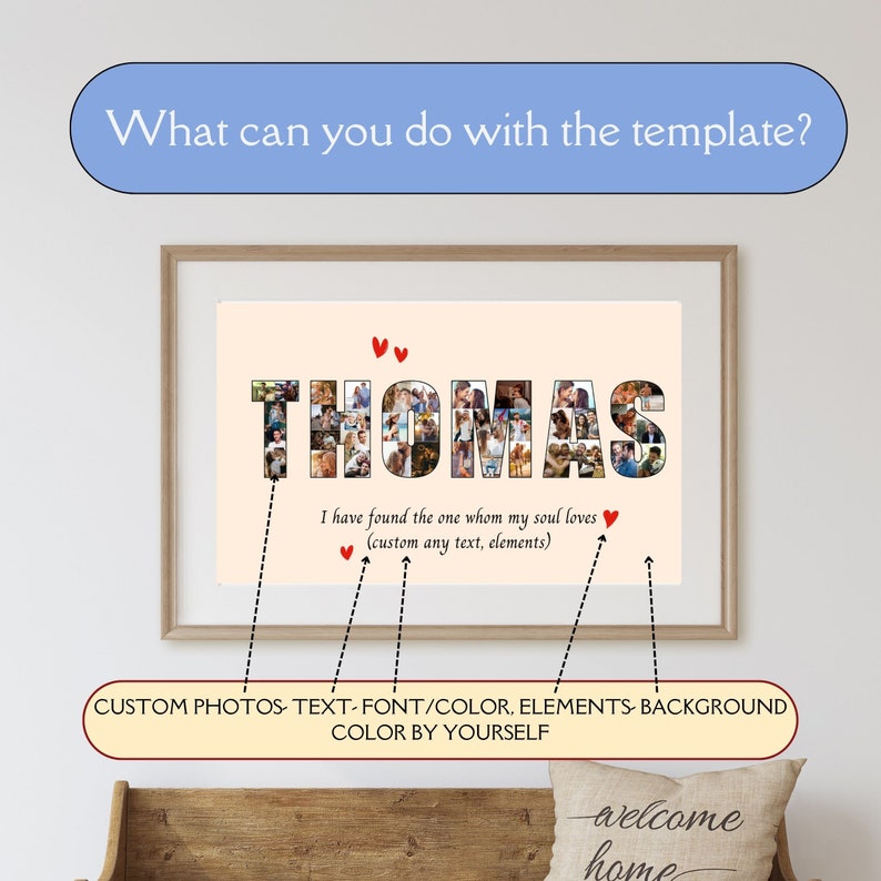 Custom Any Name Photo Collage Template Personalized Photo Gift Editable ...