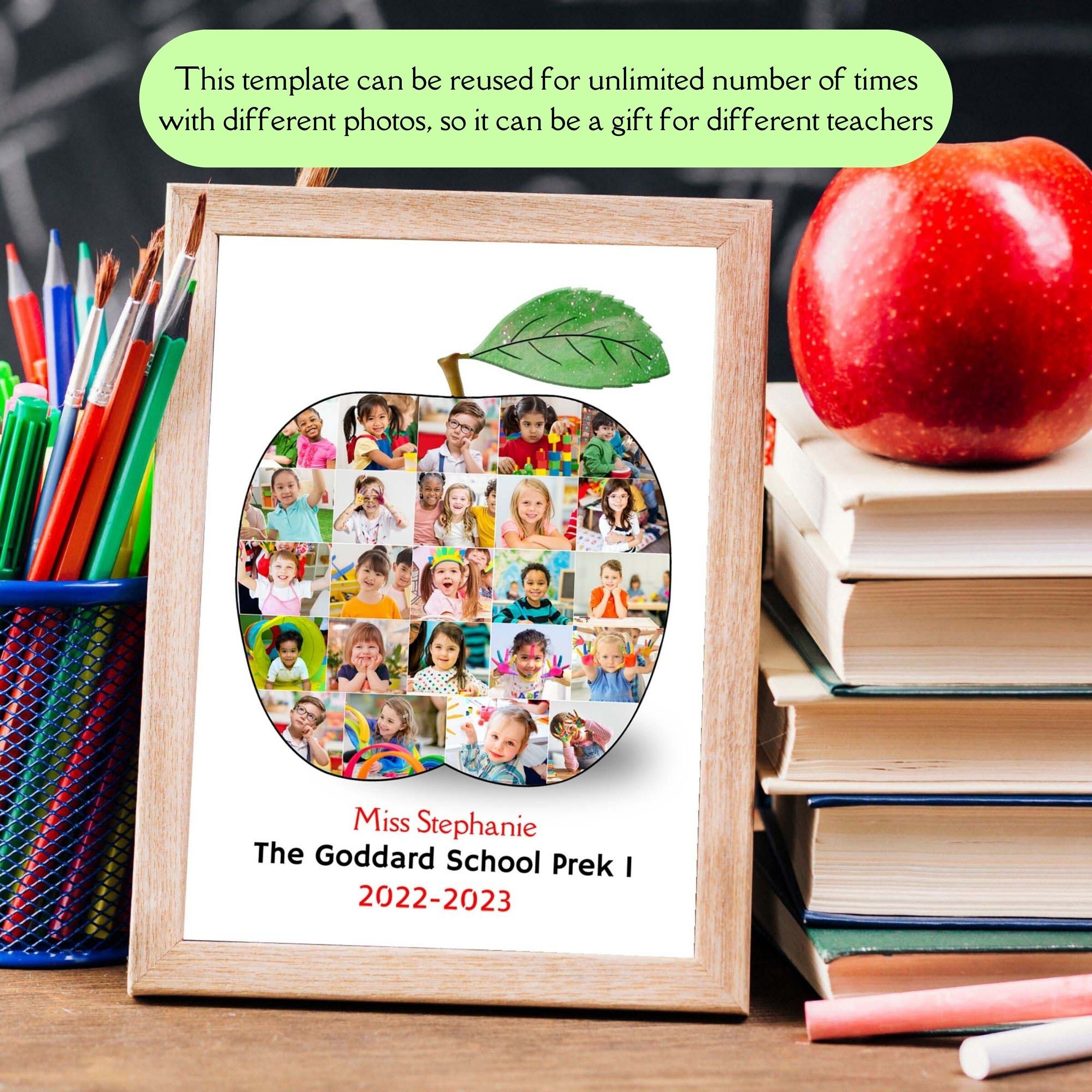 24 Students Custom Apple Teacher Photo Collage Template Personalized ...