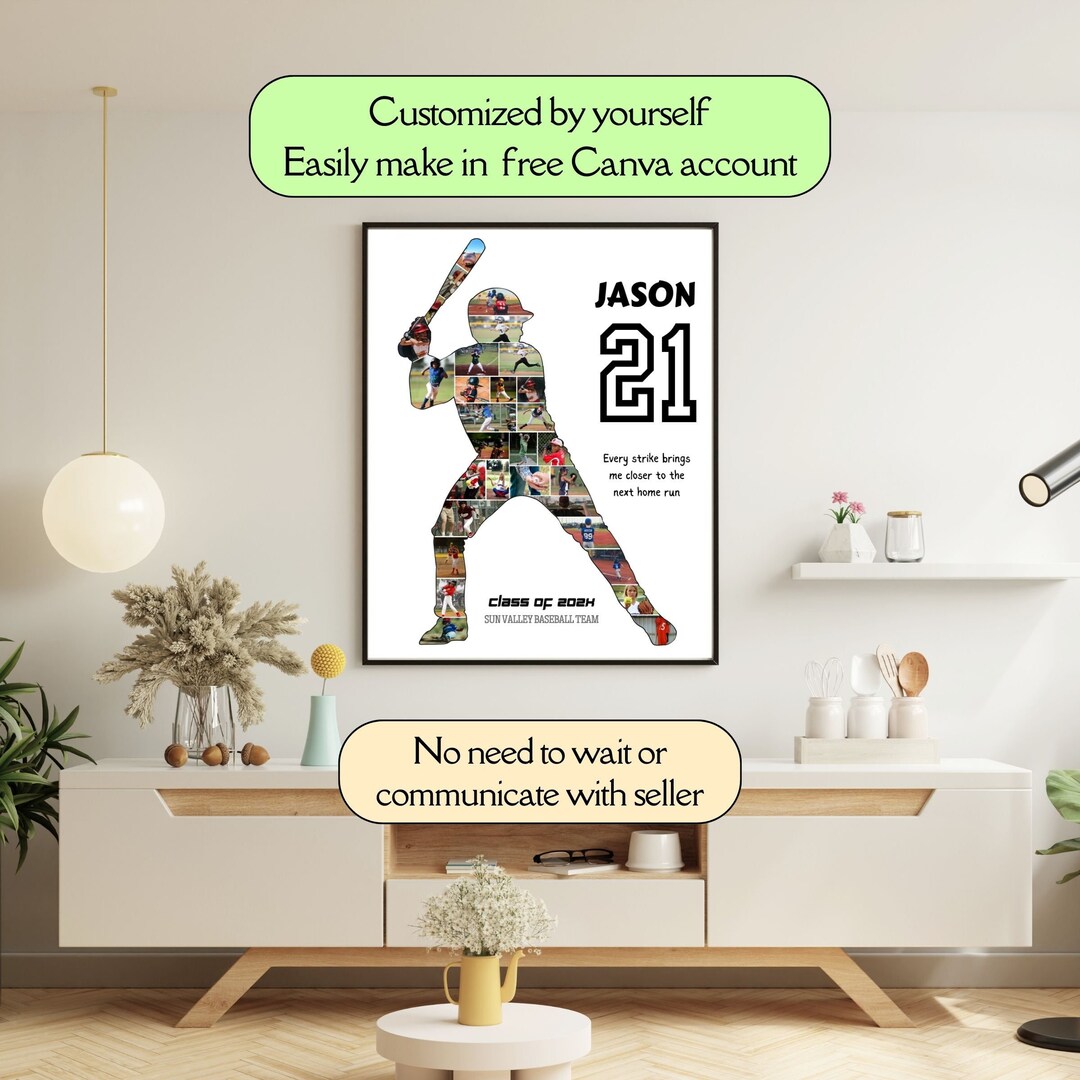 Custom Baseball Photo Collage Template Personalized Baseball Gifts ...