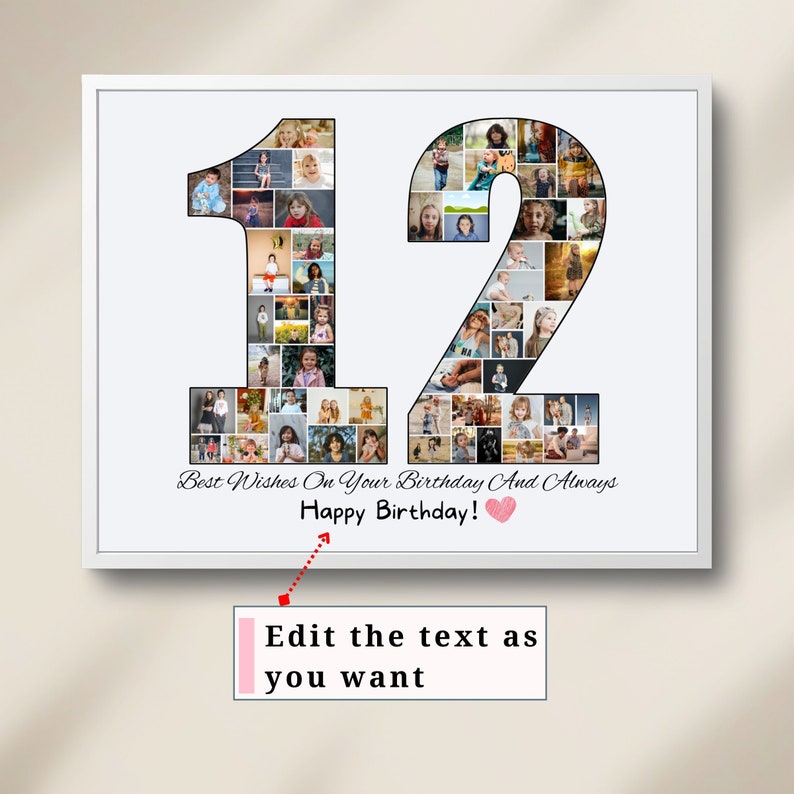 Custom 12th Birthday Photo Collage Template Personalized 12th - Etsy