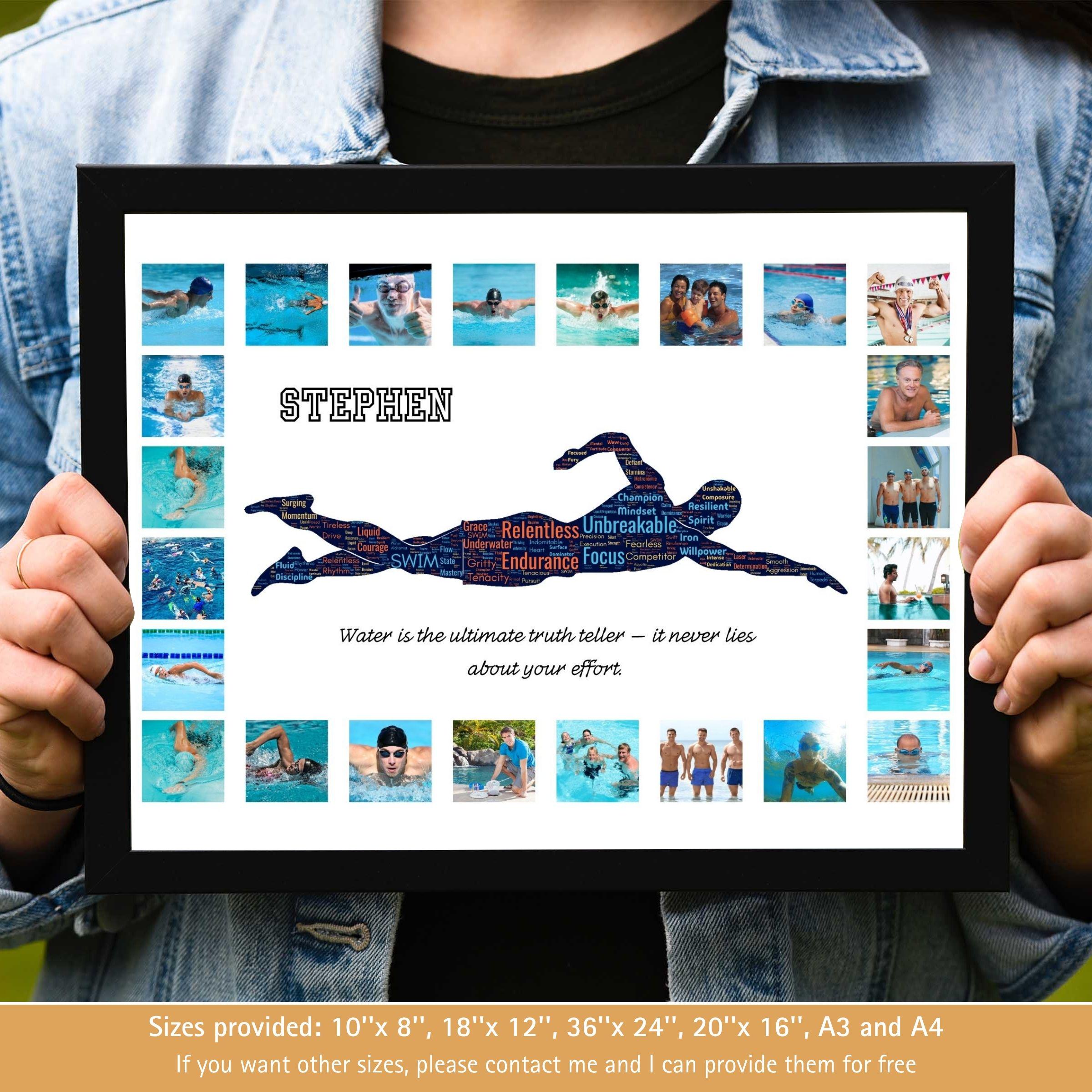 Custom Swim Photo Collage Template Word Cloud Pictures Personalized ...