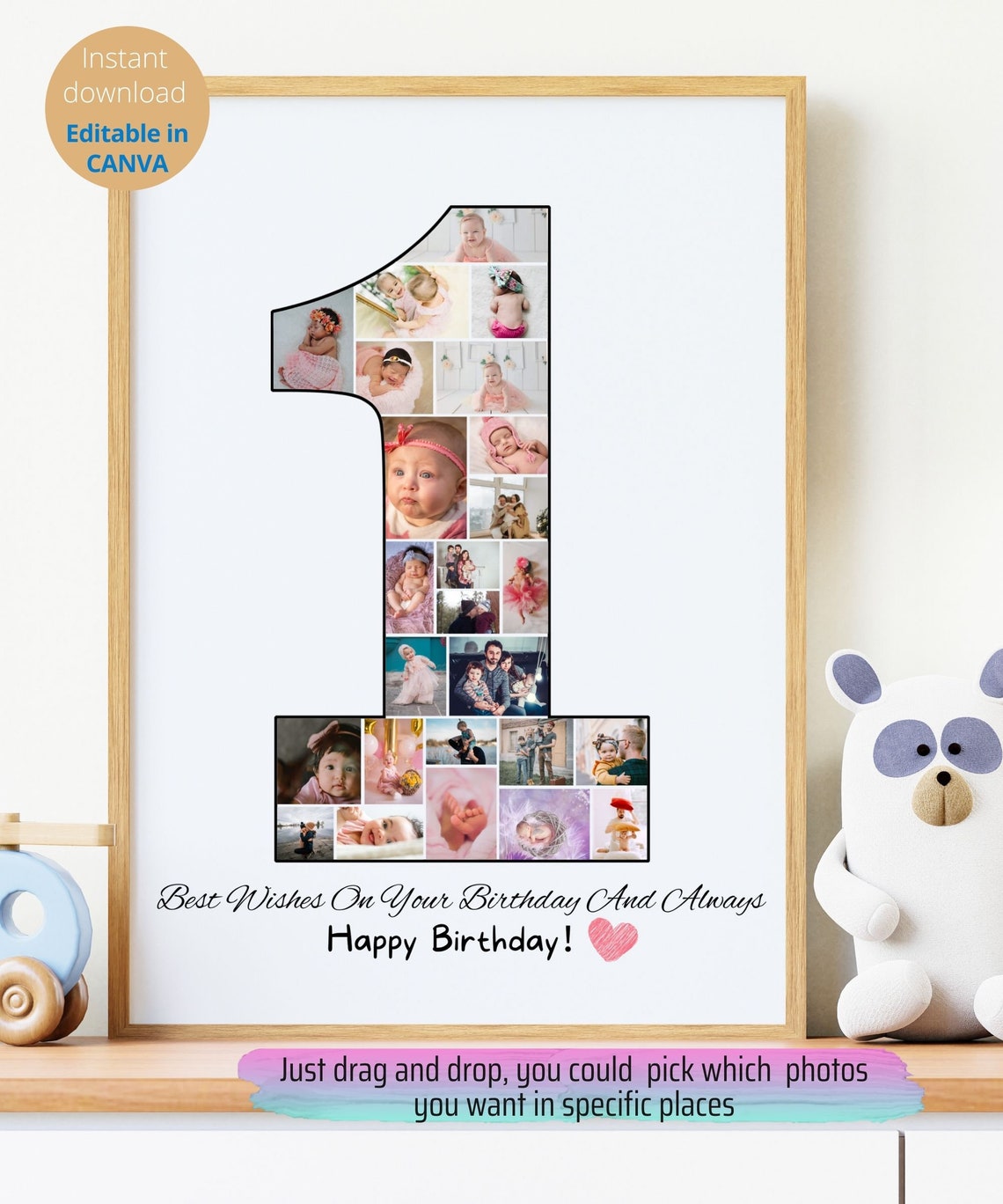 Custom 1st Birthday Photo Collage Personalized 1st Picture - Etsy
