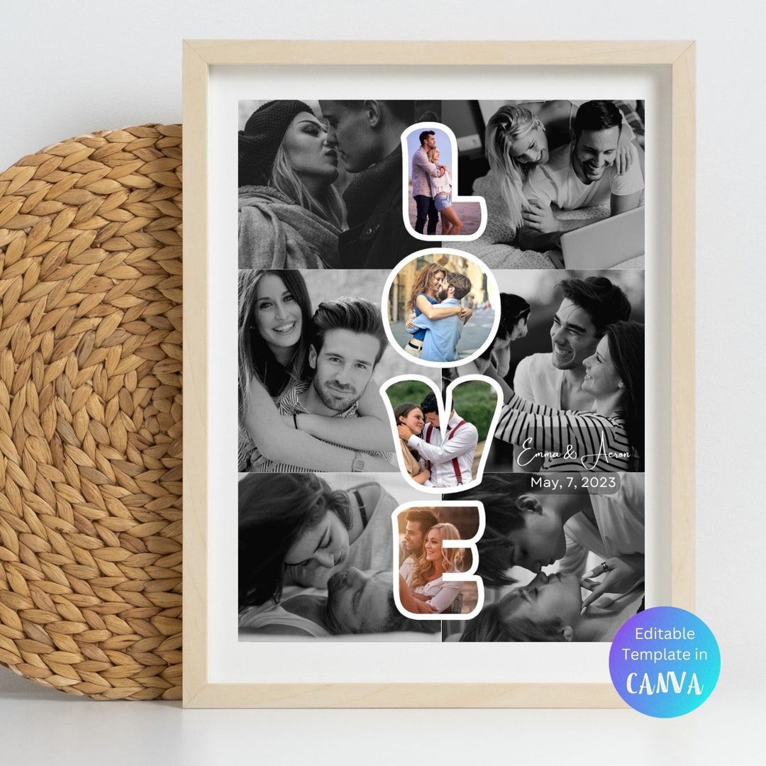 Custom Love Photo Collage Template Personalized Love Photo Gift for ...