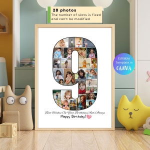Custom 9th Birthday Photo Collage, Personalized 9th Picture Collage ...