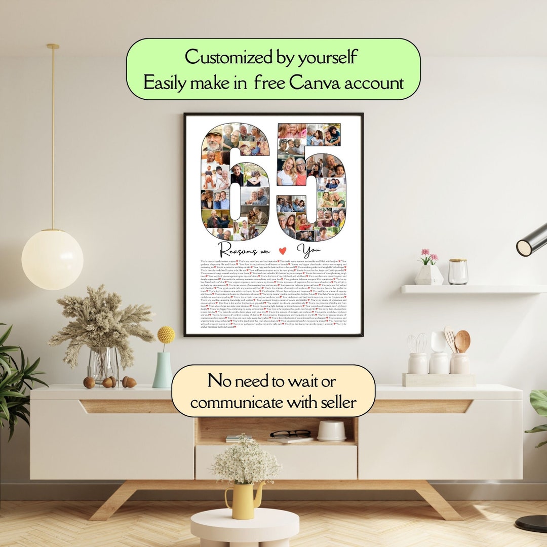 65 Reasons We Love You Editable Template 65th Birthday Gift for ...