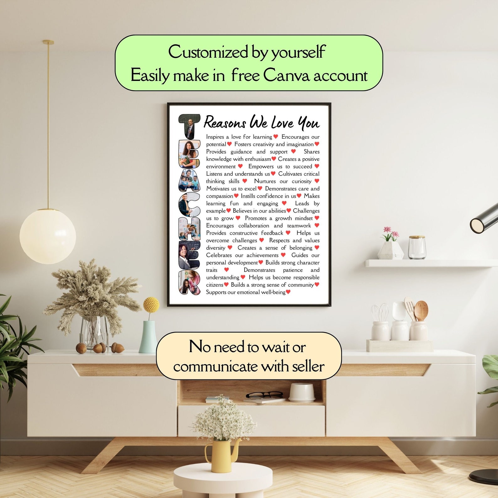 Personalized Teacher Photo Collage Template Editable Teacher ...