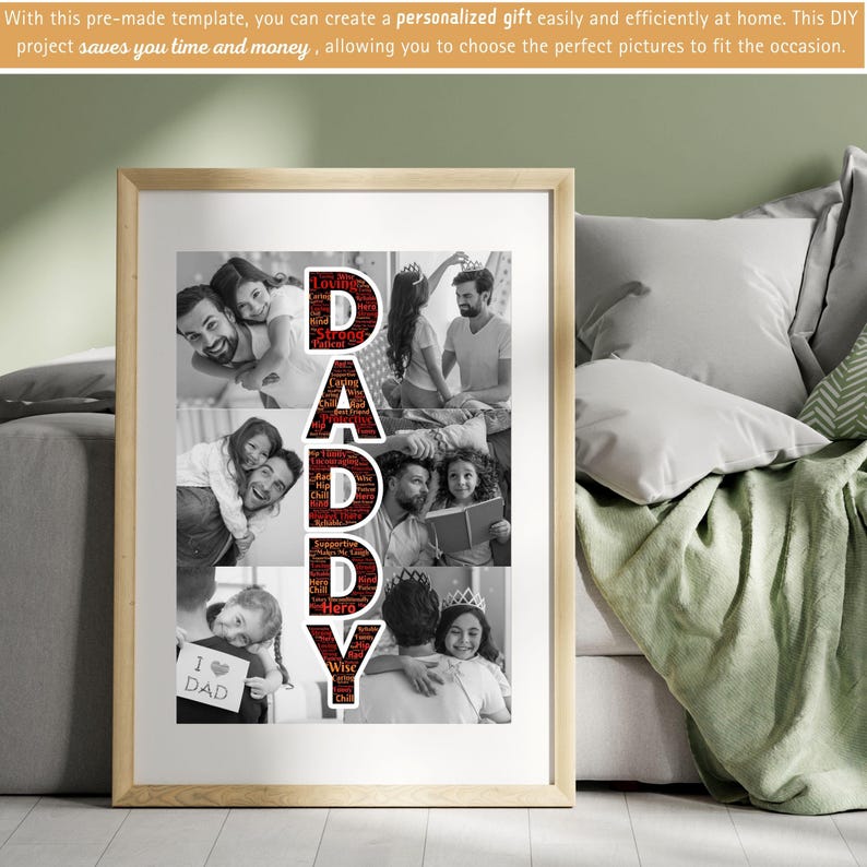 Custom DADDY Photo Collage Template Personalized Father's Day Word Art ...