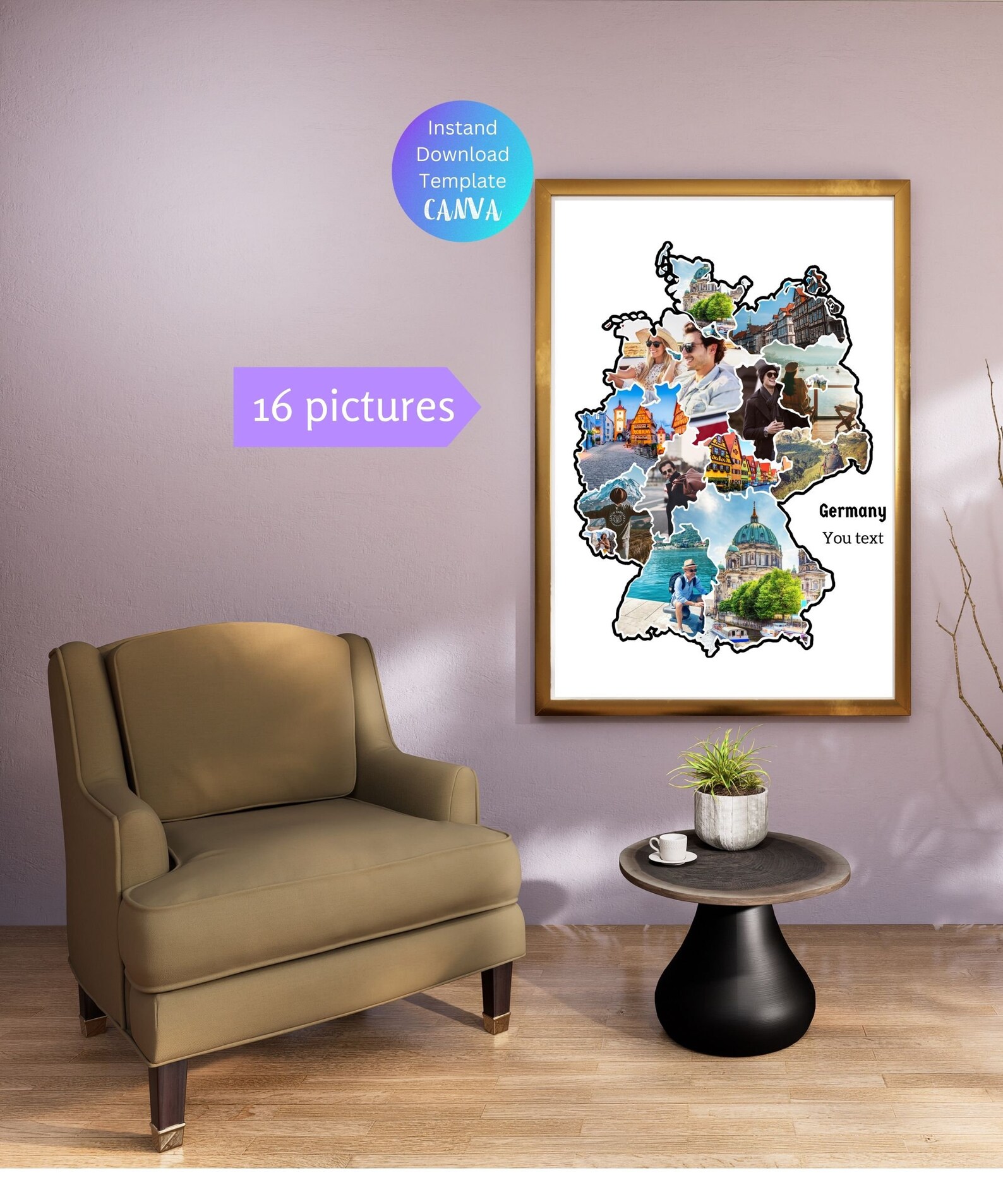 Custom Germany Map Photo Collage Template German Travel Map - Etsy