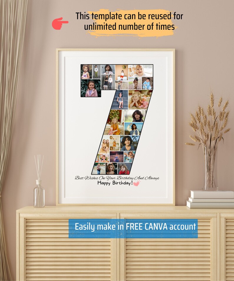 7th Birthday Photo Collage Personalized 7th Picture Collage - Etsy